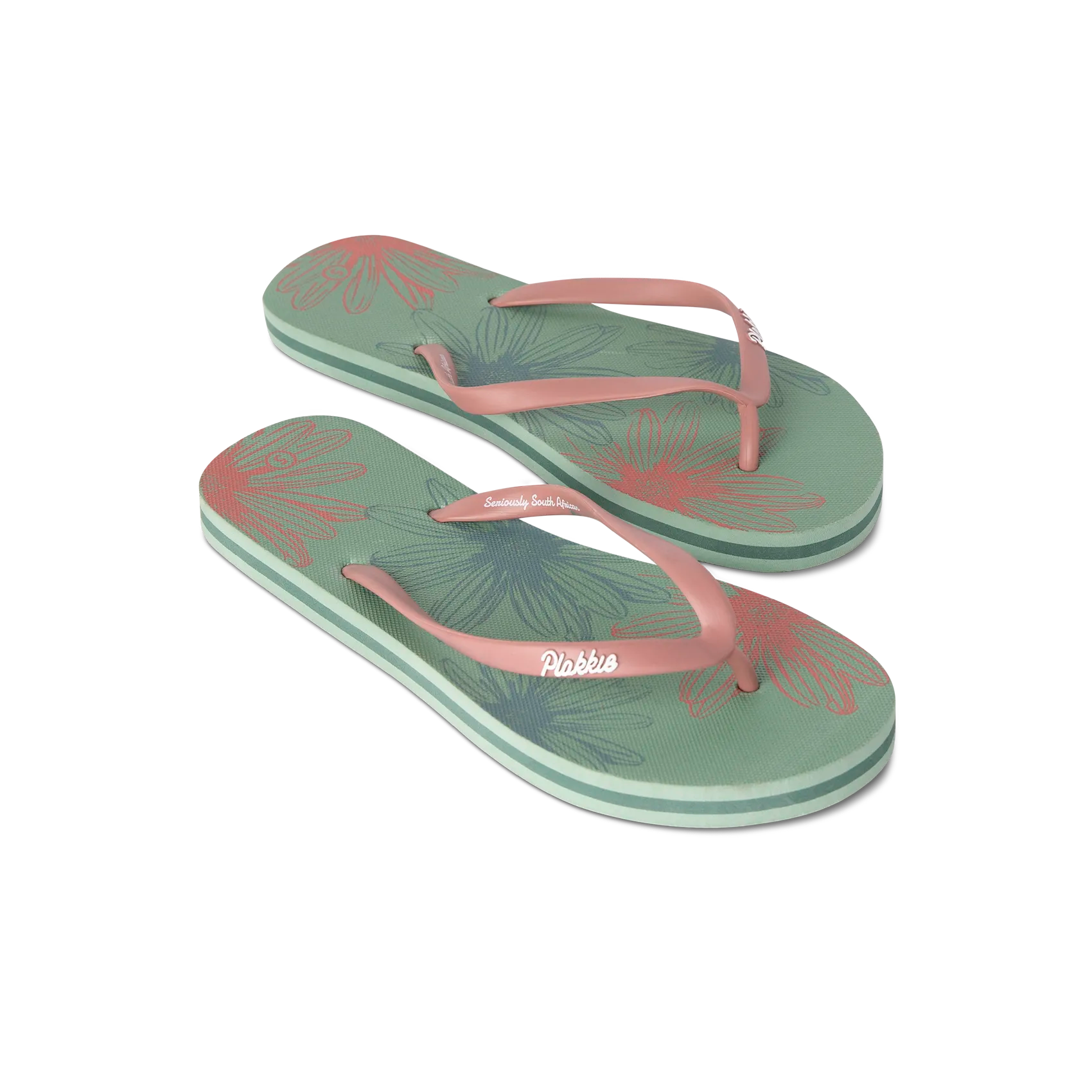 Plakkie Women's Victoria (Green and Dusty Pink) – Veldskoen South Africa
